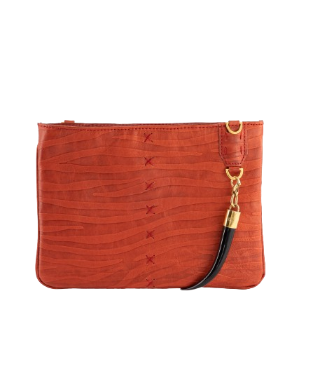 AYA SMALL POUCH WILDEBEEST FLAME RED ZEBRA – Maison Mara