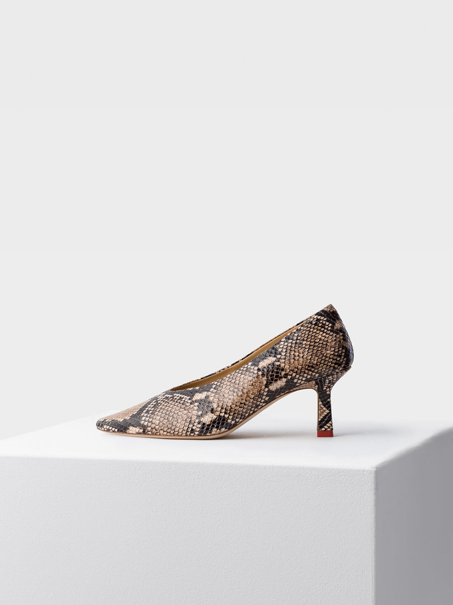 PENELOPE SNAKE PRINT CALF NATURAL – Maison Mara